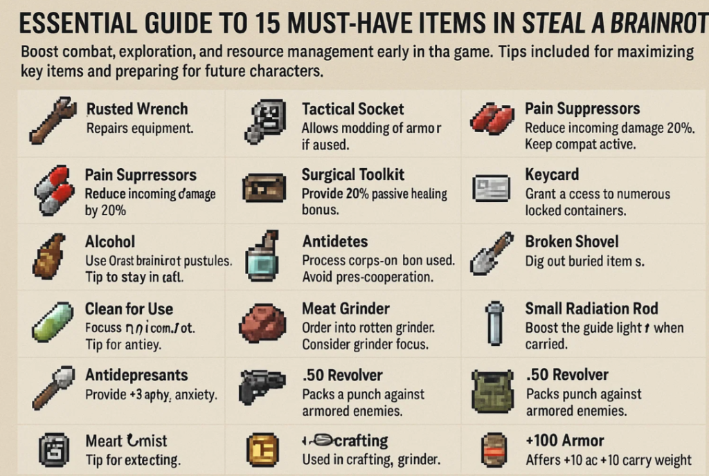 15 Steal a Brainrot Items Every Player Should Acquire Early – Medisun